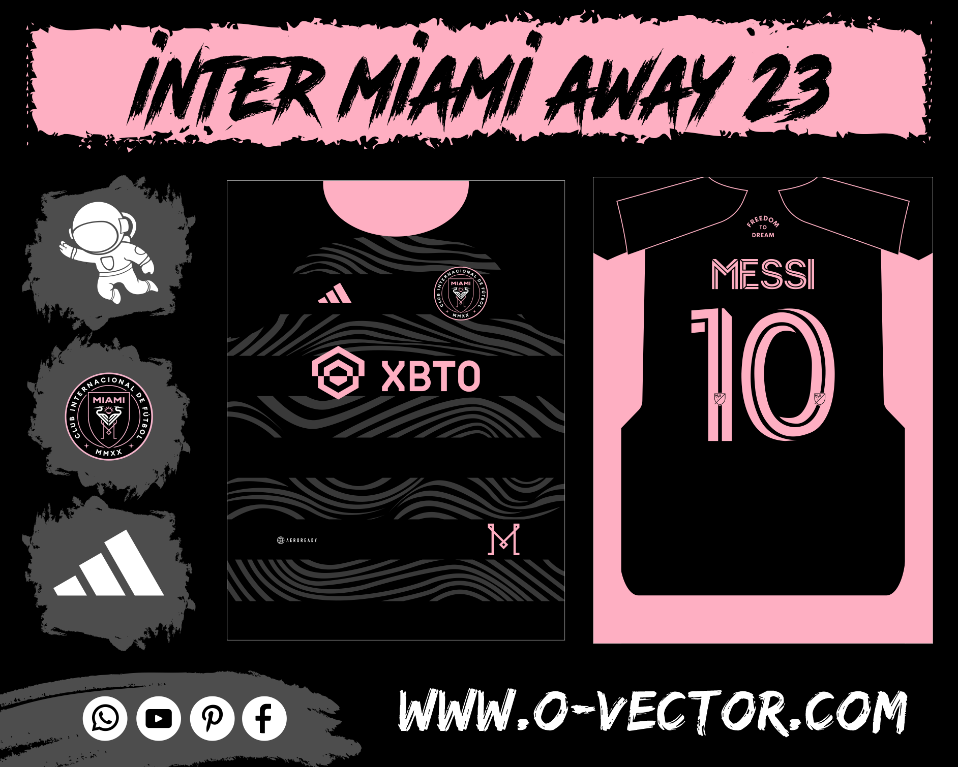 Camiseta Inter Miami Negra visitante 23 » o-vector
